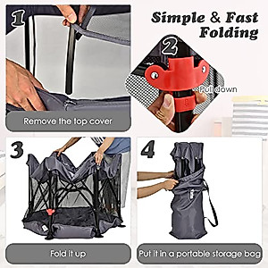 INFANS Baby Playpen with Removable Mesh & UV Canopy, 53" Portable Playhouse with Carry Bag, Dome, Padded Floor, Easy Folding Playard Activity Center (Dark Grey)