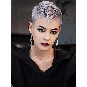 16 Pairs Gothic Earring for Women Grunge Punk Vintage Earrings Set Goth Snake Harajuku Style Evil Eye Dangle Retro Silver Earrings Harajuku Style Trendy Punk Rock Earrings for Halloween Girls Teen