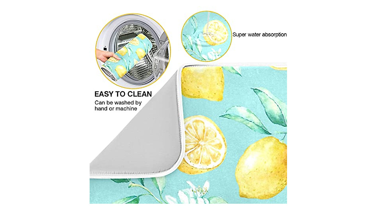Absorbent Dish Drying Mat - Stylish Reversible Microfiber Pad