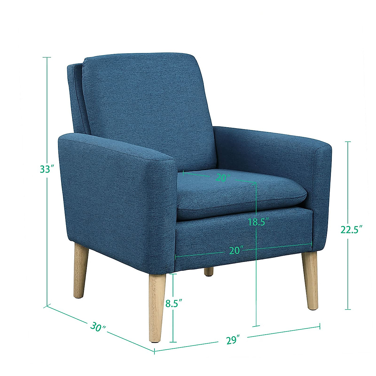 Lohoms Modern Accent Fabric Chair Single Sofa Comfy Upholstered Arm Chair Living Room Furniture Navy Blue