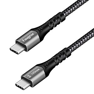 Fasgear USB C to USB C Cable, 1 Pack 10ft USB 3.1 Gen2 Type C 20V/5A Fast Charging 100W Power Delivery Cords for USB-C Device, 10Gbps Data Sync, 4K@60Hz Video Output, Quest Link(3m,Black)