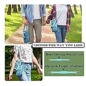 Water Bottle Holder with 2 Straps and 2 Pockets for Stanley Tumbler 40oz, Water Bottle Carrier Bag Sling with Adjustable Shoulder and Hand Strap for Hiking, Walking Camping Travelling