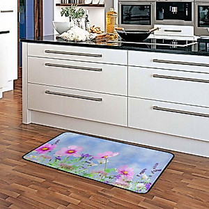 Tatenale Kitchen Mat Washable Non Slip Kitchen Rugs for Floor Standing Home Office Hallway Laundry 39x20Inch Purple Floral