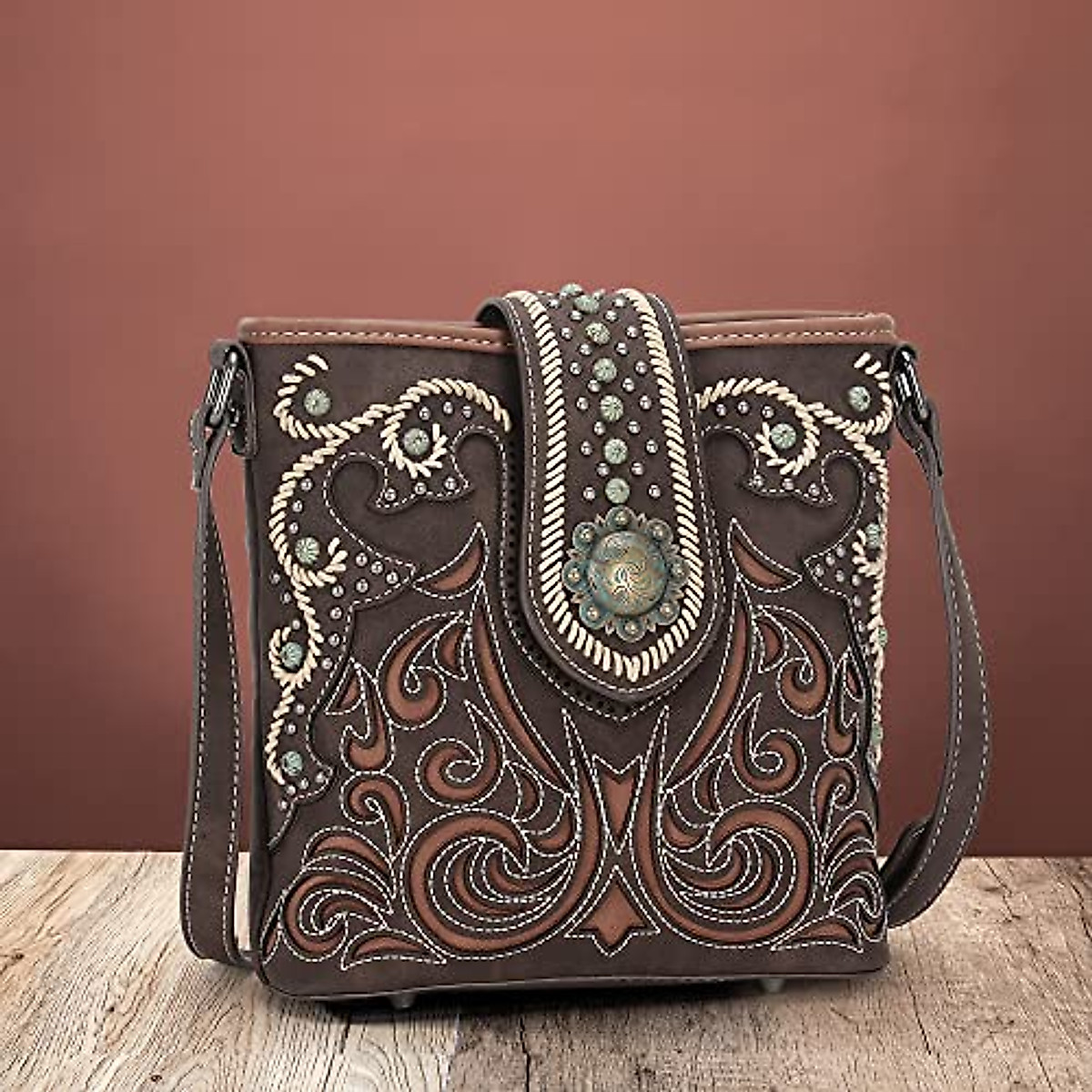 Montana West Concho Collection Crossbody Bag for Women Fashion Top Handle Bag Western Purses and Handbags MW1061G-9360CF