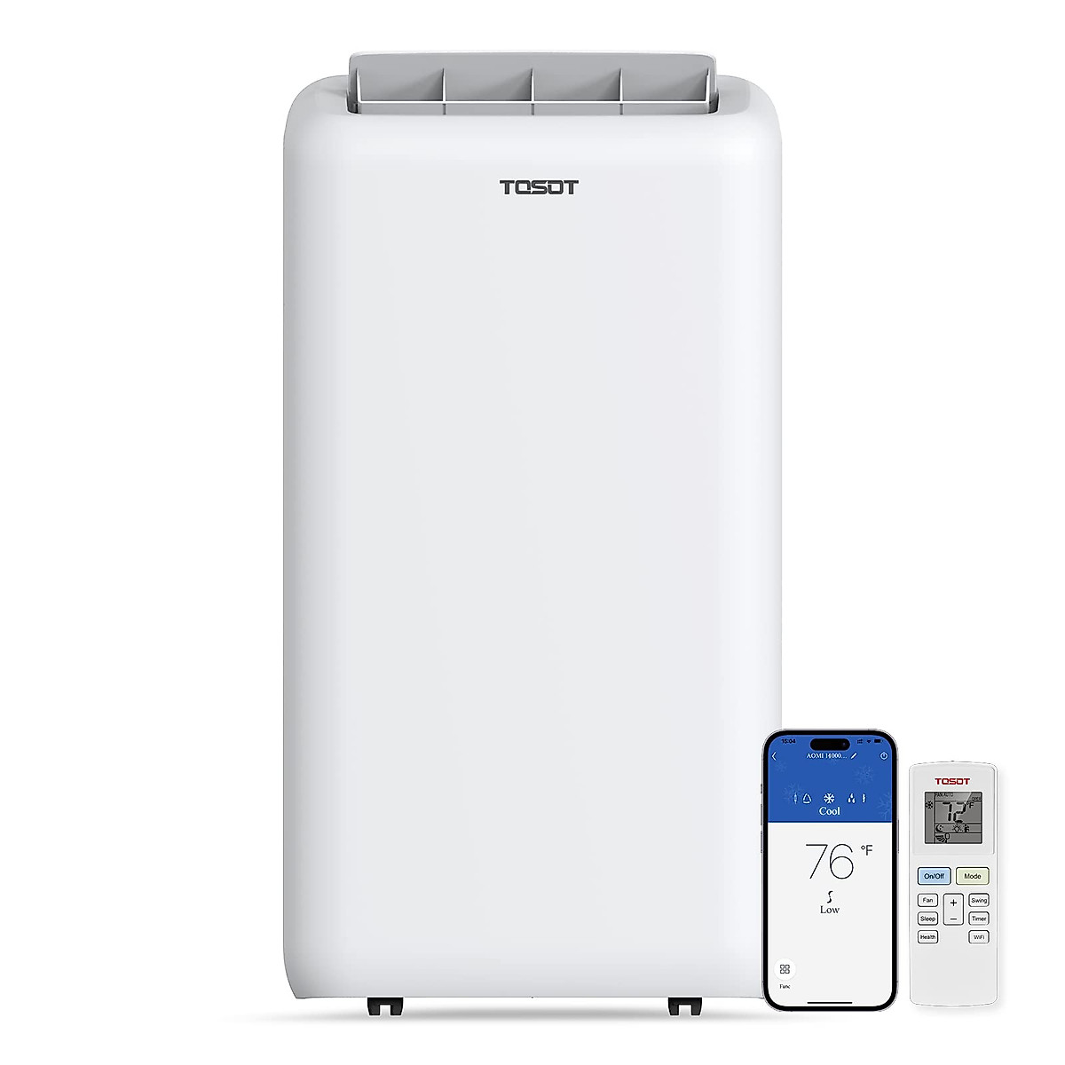 TOSOT 14,000BTU (9,600 BTU SACC) Smart WiFi Portable Air Conditioner with Heater, Powerful Cooling Auto Swing, Dehumidifier, Fan, 24H Timer for Large Room Up to 600 sq ft, AOMI Series