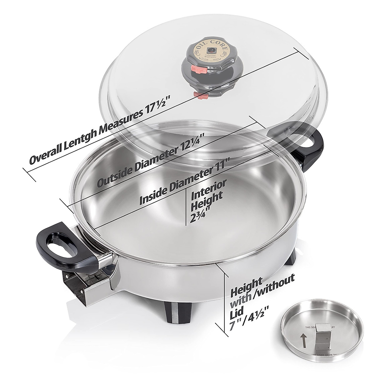 Precise Heat 3-1/2-Quart Surgical Stainless-Steel Oil Core Skillet