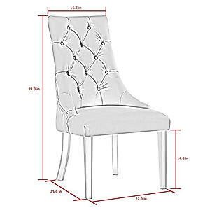 Posh Living Colton Linen Fabric Dining Side Chair with Acrylic Legs - Cream/White (Set of 2)