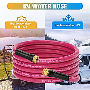 WELLUCK 25 FT RV Water Hose - Food Grade Drinking Water Hose- Phthalate, BPA Free Hose - Anti Kink and Flexible Garden Hose for RV Camper and Marine Use- Purple, 5/8inch Diameter
