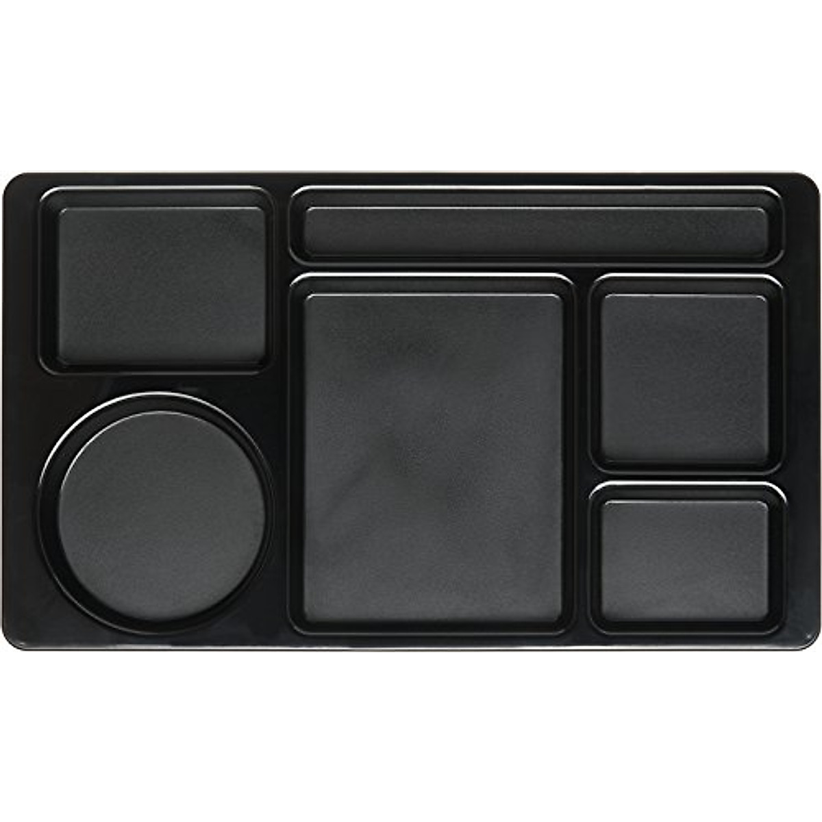 Carlisle FoodService Products 61503-E Rectangular Tray w/ (6) Compartments, 15" x 8.75", Plastic, Black