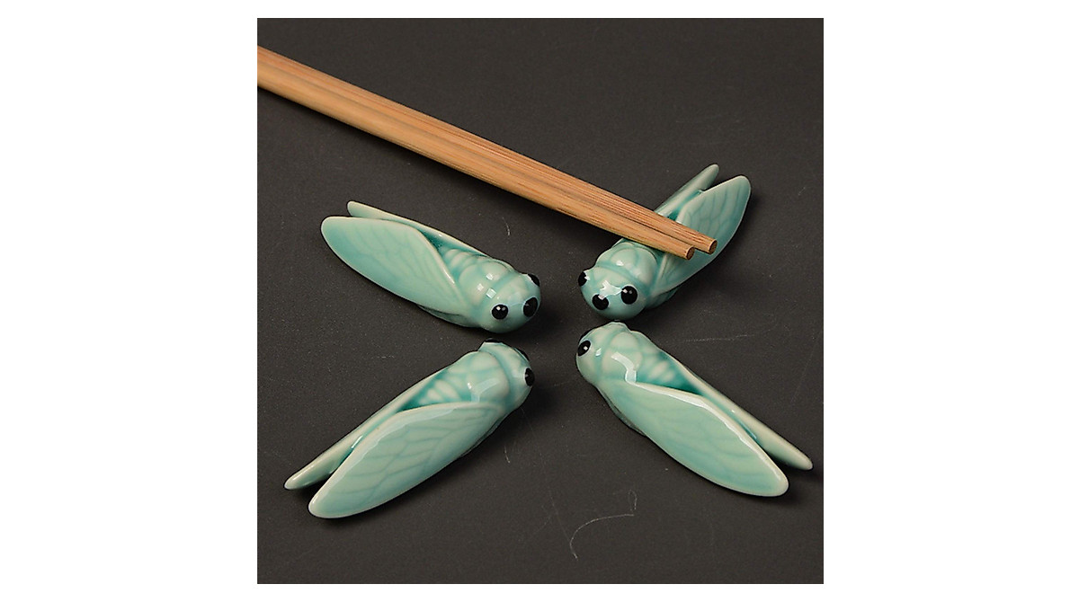 EORTA Ceramic Cicada Chopstick Rests - 4 Pack