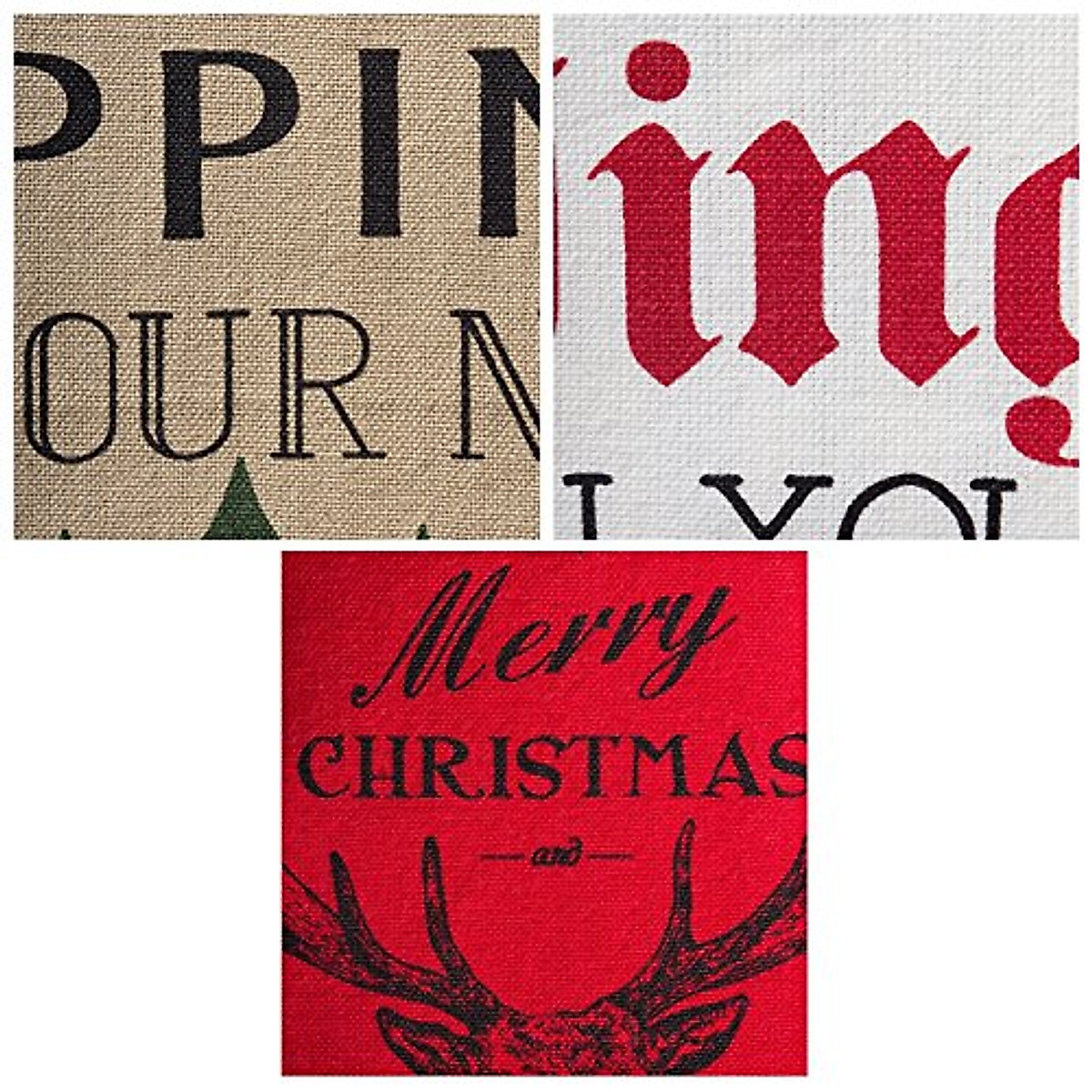 DII Holiday Collection Vintage Print Dishtowel Set, 18x28, Christmas Stag, 3 Piece