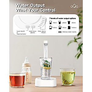 FUNCUE Water Dispenser, Intelligent 7 Levels Water Dispenser for 5 Gallon Bottle & Universal Bottles, Portable Desktop Water Pump for Indoor Outdoor, Automatic Electric Water Jug Dispenser