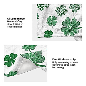 Abaysto Flannel Throw Blanket St Patricks Day Blanket for Kids Lucky Spring Green Clover Shamrock Cozy&Soft Plush Blankets for Bed Couch Living Room Sofa Chair 40"x50"
