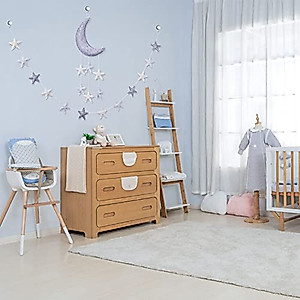 Moon and Stars Nursery Decor - Two Baby Wall Decorations for Nursery Hanging Moon Nursery Wall Decor and Separate Star Wall Baby Decor for Nursery Star Baby Nursery Garland