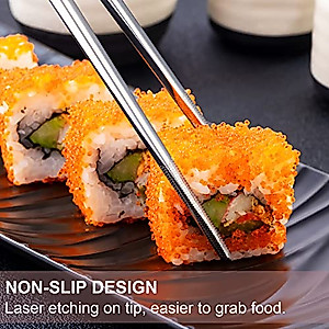 TINMARDA Metal Chopsticks Reusable 5 Pairs Stainless Steel Chopsticks Dishwasher Safe Square Lightweight Non-Slip Chop Sticks Gift Set (Silver)