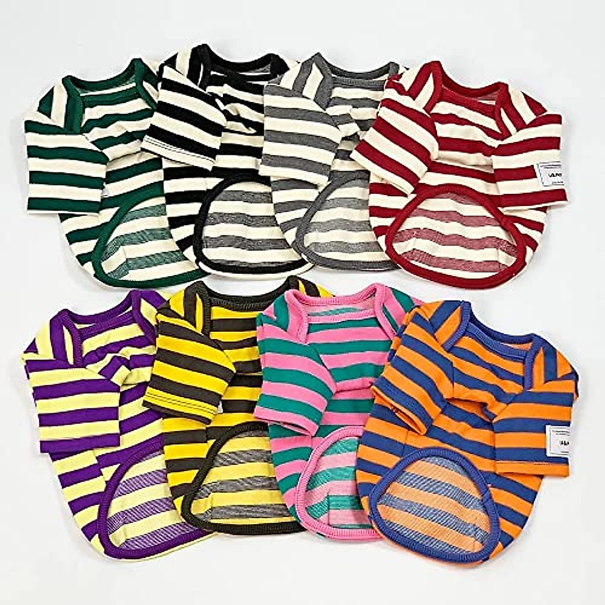 U&Pet Dog All Day Striped T-Shirts Cotton Clothes,Pet Stretchy Soft Basic Clothes for Small Medium Large Dogs (L, Grey)