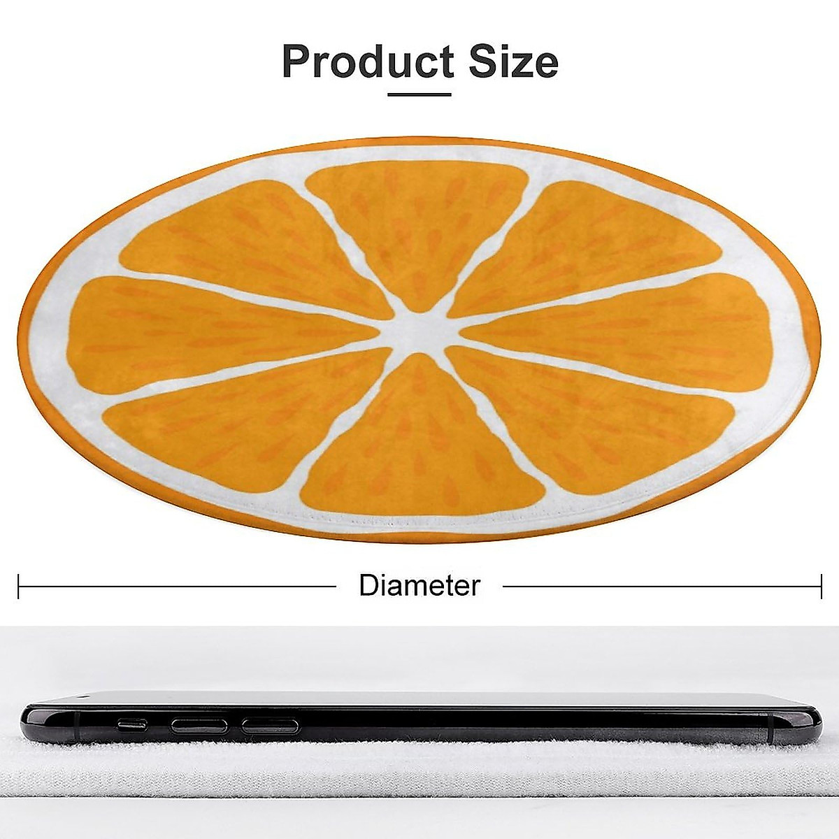 MoBlinko Fruit Rug Orange Round Rug 3 Ft Circle Rug Carpet Circular Rugs Non Slip Mat for Kitchen Living Room Bedroom Decoration