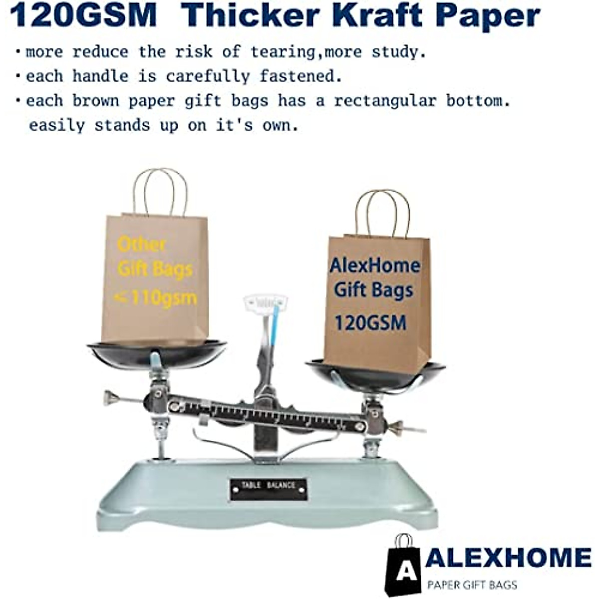 AlexHome 30 Pcs Brown Paper Bags with Handles,5.8 x 3.2 x 8.2 Inches,Size Small,Paper Gift Bags,Kraft Paper Bags Bulk for Grocery/Business Owners/Shopping/Party/Goody/Retail/Takeouts/Birthday/christmas,Brown,Small,30 Pcs