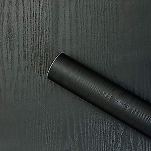 Peel and Stick Wallpaper 17.71 in X 9.8ft Self Adhesive Contact Paper Removable Black Wood Decorative Wall Covering Paper Shelf Drawer Liner Interior Film for Home Decoration and Furniture Renovation