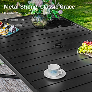 PHI VILLA 7 Piece High Patio Bar Dining Set, Bar Height Outdoor Table and Chairs Patio Furniture Set with 6 Patio Swivel Bar Stools & 40" Table for Garden, Yard and Terrace