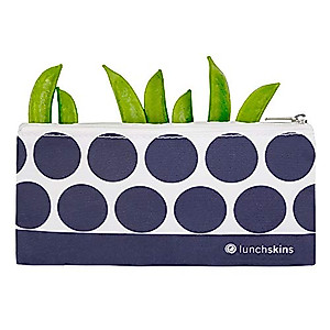 Lunchskins Z-SM-DOT-NAV Reusable Zippered Snack Bag, Food Bag, Storage Bag, Navy Dot