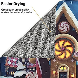Lollipops Christmas Trees Cottage Printed Drying Mat For Kitchen Ultra Absorbent Microfiber Dishes Drainer Mats Non-Slip Silicone Quick Dry Pad - 18 X 16inch