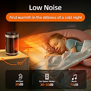 Space Heater, Portable Electric Heater with Knob Control,2 Heat Settings,Overheat and Tilt-Off Protection, 1500W PTC Ceramic Fast Safety Heat for Offices,Bedrooms,Small Spaces,Indoor Use