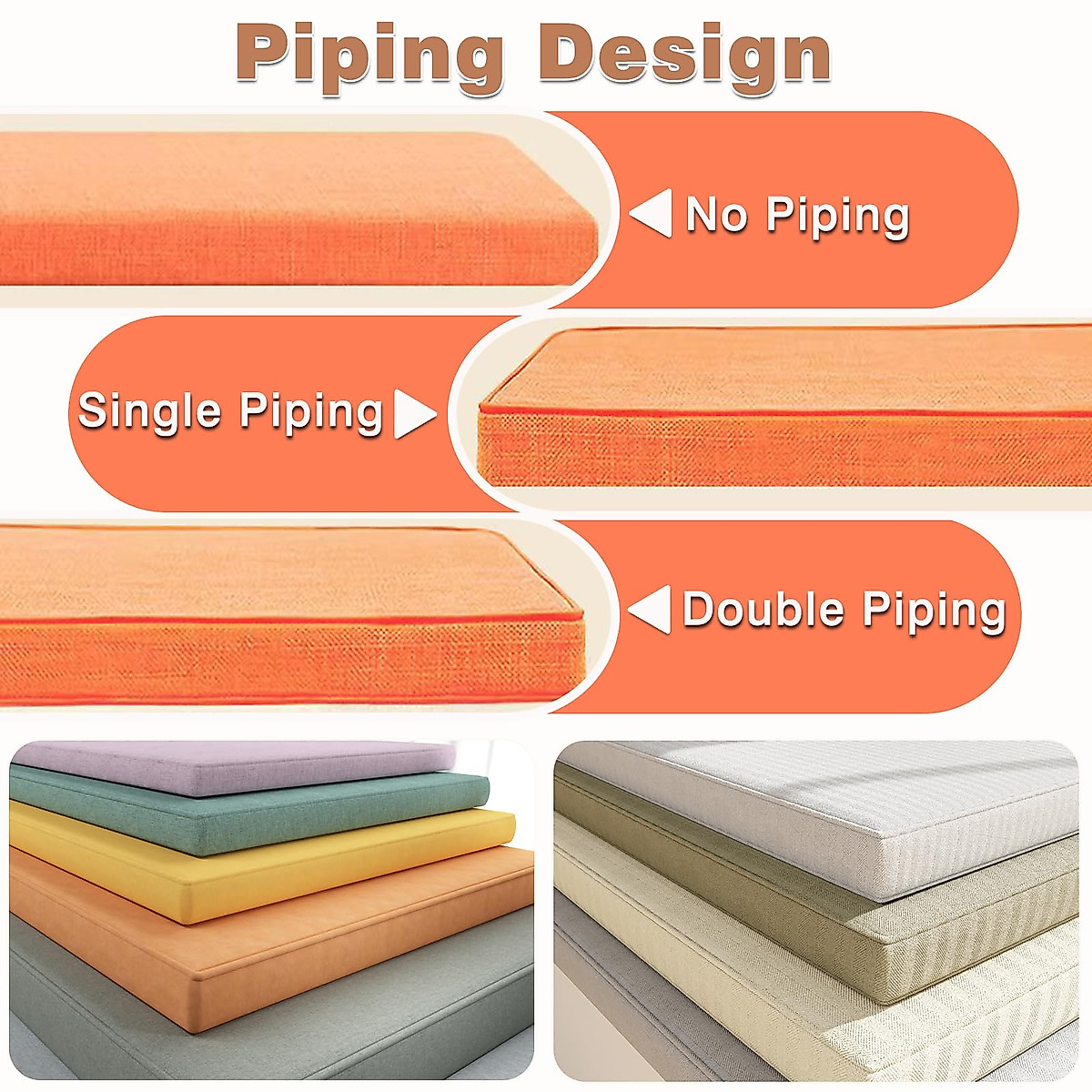 RCDPK Seat Cushion Custom Size, Bench Pad, Bay Window Cushion, Chair Pad, Sofa Cushion, Window Seat Pad, Furniture Cushion, Linen Fabric, Indoor/Outdoor Furniture Cushion,75D High Density Sponge