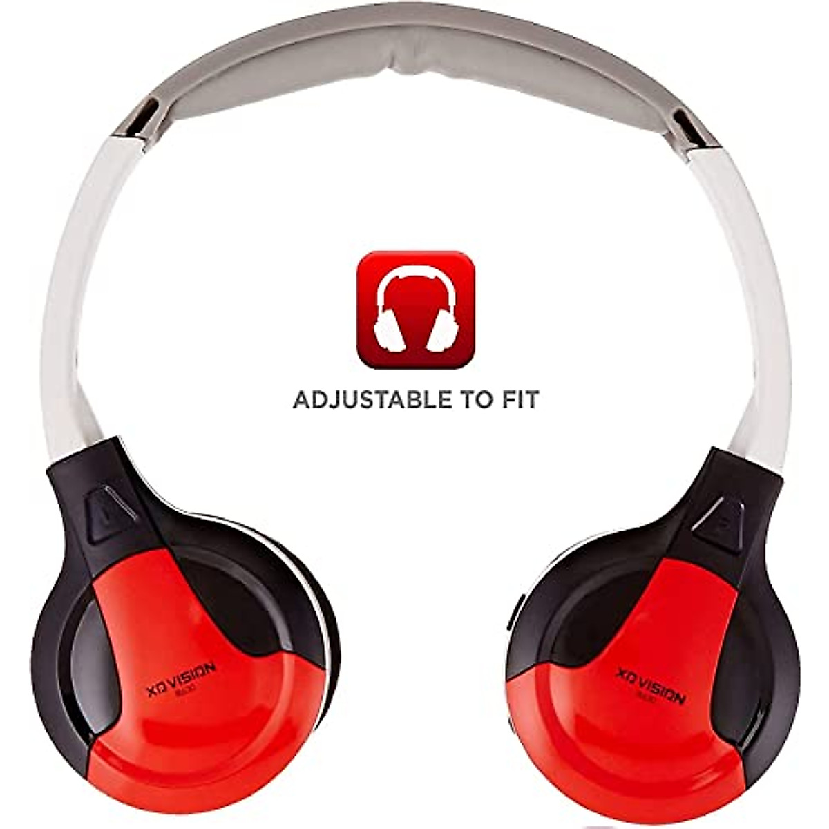 XO Vision IR630R Universal IR Wireless Foldable Headphones - RED Wireless Bluetooth-Enabled Lightweight Portable for iPhone, Car, Kids Wireless Headphones for Universal Car Entertainment System