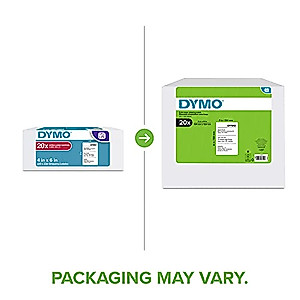 DYMO Authentic LW Extra-Large Shipping Labels for LabelWriter Label Printers, White, 4'' x 6'', 20 Rolls of 220 (4400 Total)
