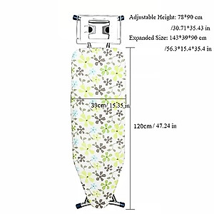 Metal Upright Ironing Board 5 Levels of Adjustable Height Iron Board with Non-Slip Feet Heat Resistant for Clothes Ironing