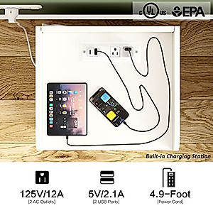 Vabches White Nightstand Set of 2 with Charging Station & LED Lights, 3 Drawers nightstand, Bed Side Table Night Stand for Bedroom Living Room, Wood Side Table