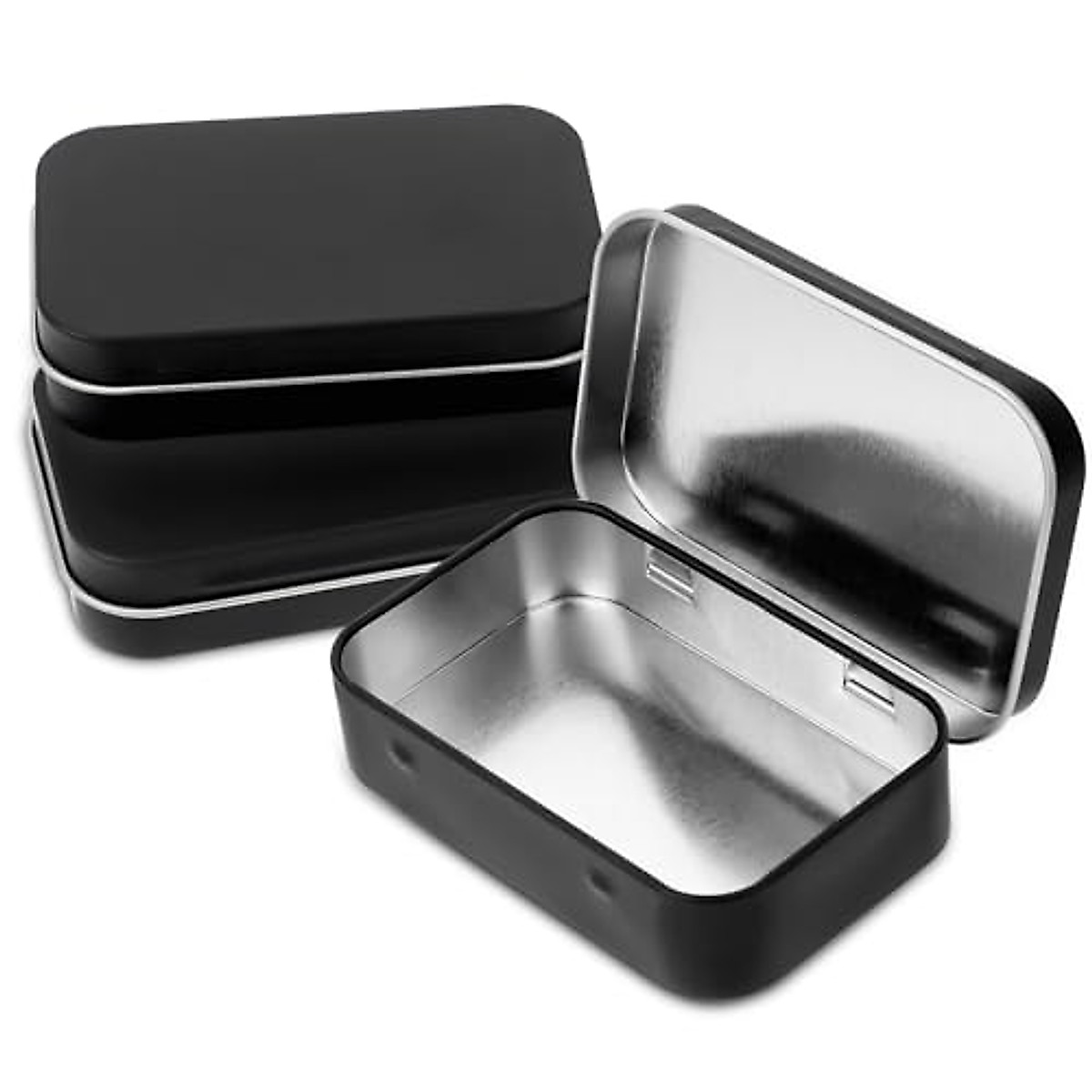 Bewudy 3 PCS Metal Rectangular Hinged Tin Boxes with Lid, Mini Metal Tin Box, Containers Portable Box, Small Storage Kit Home Organizer for Storage Candies Jewelry Crafts