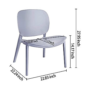 CangLong PP Dining Chair Armless Dining Side Chair for Dining, Living Room,Bedroom, Kitchen, Set of 2, Gray