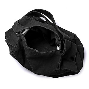 WantGor Canvas Crossbody Bag for Women Men, Large Shoulder Tote Bag Work Handbag Casual Hobo Bags (Black)