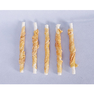 FOURPAW Dog Treats Chicken Wrapped White Rawhide Sticks, 5inch Long Lasting Dog Chew Treats, Strong The Jaws and Clean The Teeth, 8oz.