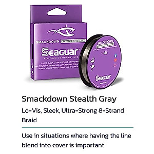 Seaguar Smackdown High Visibility Fishing Line 10lbs, 150yds Break Strength/Length, Stealth Gray - 10SDSG150
