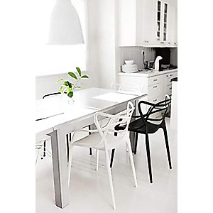 2xhome Set of 2 Black Stackable Contemporary Modern Designer Wire Plastic Chairs with Arms Open Back Armchairs for Kitchen Dining Chair Outdoor Patio Bedroom Accent Balcony Office Work Garden Home