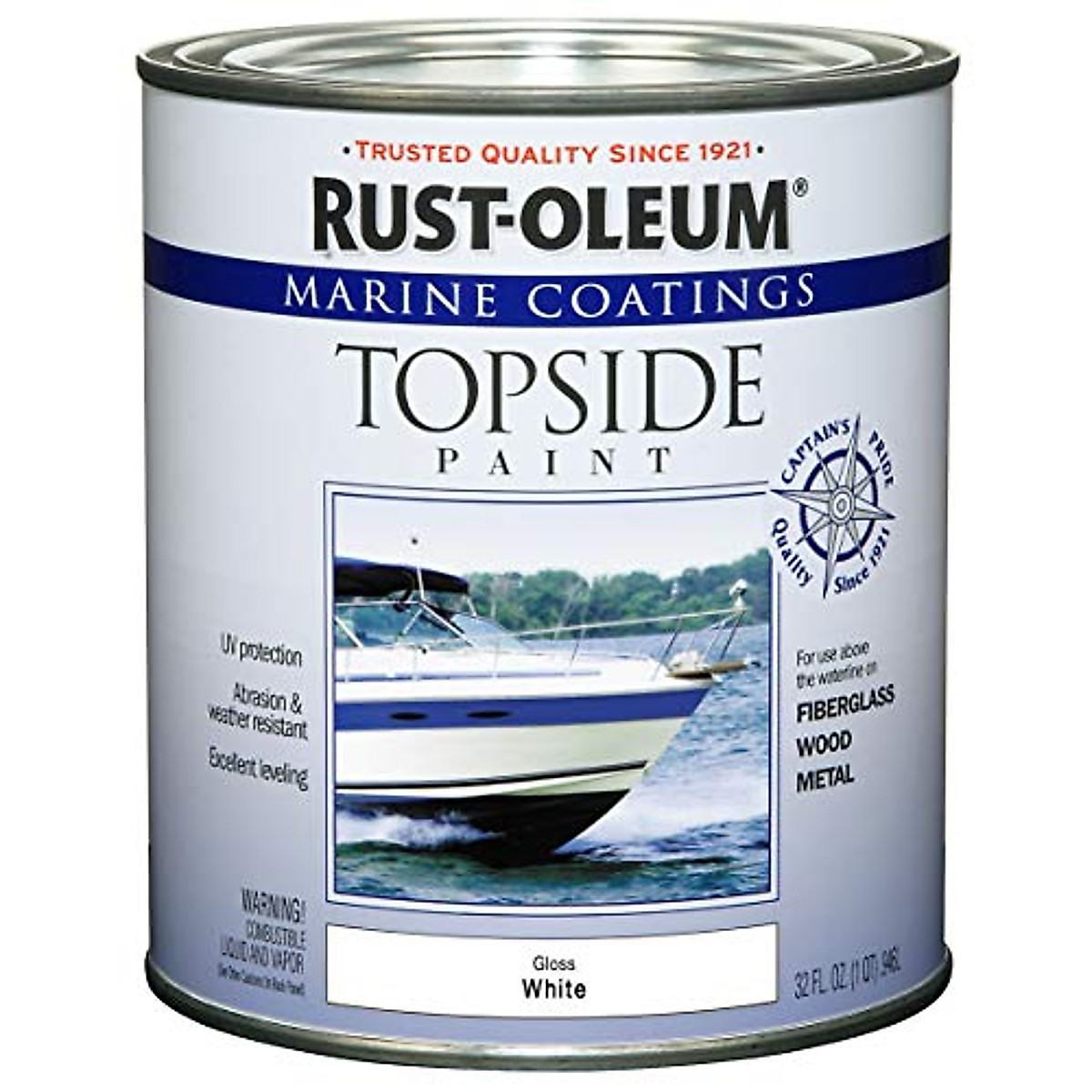 Rust-Oleum 206999 Marine Topside Enamel Paint, Gloss White, 1-Quart
