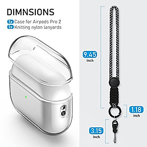 Youtec for Airpods Pro 2nd Generation Case,Clear for Airpods Pro 2 Cover 2022 with Keychain Lanyard,Transparent TPU Carrying Case Skin with Hand Strap for Women Men,Clear