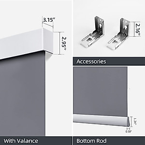 ZSTARR Motorized Blackout Blinds with Remote Smart Blinds Control Wireless Rechargeable Roller Blinds Blinds for Windows,Office,Home,Restaurant,Customized,3911(Drak Grey)