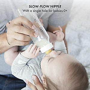 Natursutten Replacement Slow-Flow Bottle Nipples for Glass Baby Bottles - Eco-Friendly, BPA-Free Natural Rubber Nipples for Natursutten Baby Bottles - Made in Italy - 2 Pack