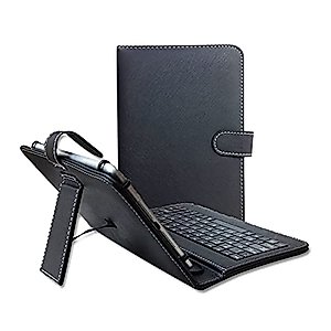 Universal Keyboard Pu Leather Case Cover for 9inch-10.1inch 9",10.1" 10.8“ Tablet PC with Micro USB QWERTY External Keyboard Compatible with Samsung Galaxy/Lenovo tab Android Tablet