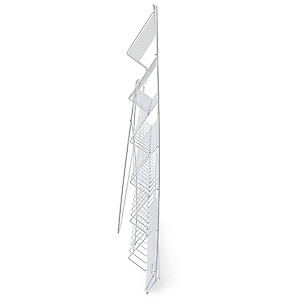 Displays2go 6-Tier Wire Countertop Rack for Literature, Open Shelving Accommodates a Variety of Items, Small Sign Channel - White