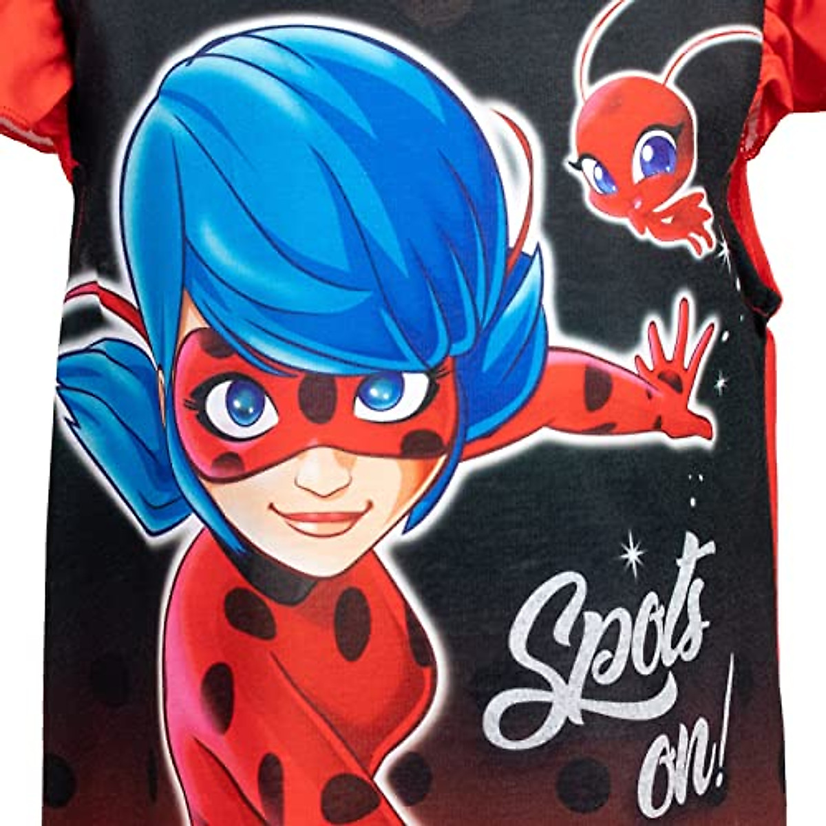 Miraculous Ladybug Little Girls Nightgown Pajamas Black/Red 7-8