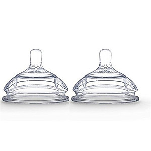 Comotomo 2 Pack Silicone Replacement Nipple, Slow Flow Clear, 0-3 Months
