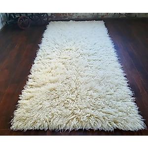FLOKATI SHAG Beautiful Greek Flokati Rugs in Popular Sizes | Soft and Fluffy 3"" Organic Wool Pile | Premium 2000gsm Weight | Off White Wool Rug. (3' x 5')