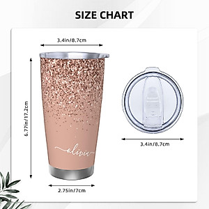Blush Pink Rose Gold Glitter 20oz Tumbler Stainless Steel Vacuum Insulated Coffee Travel Mug, Durable Insulated Coffee Travel Mug with Splash-Proof Lid Metal Straw and Brush Thermal Cup for Outdoor