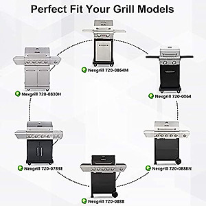 Metal Club Grill Parts Kit for Nexgrill 720-0830H 720-0830D 720-0783E 720-0830A Grills, 4-Pack Stainless Steel Grill Heat Plates Shields & Pipe Burners Replacement