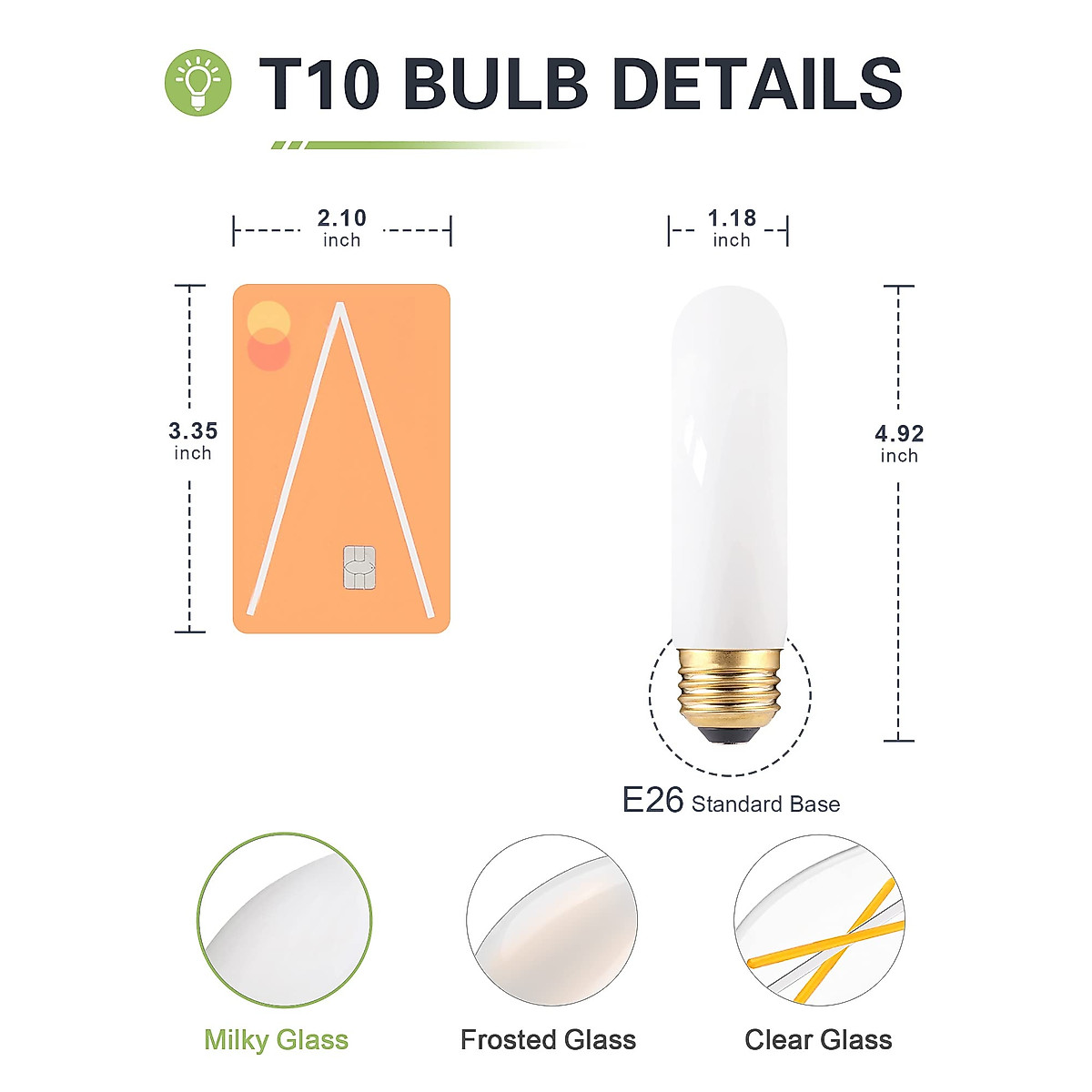 40W Equivalent Milky T10 LED Bulb, Deep Frosted Dimmable T30 Invisible Filament Edison Light Bulb, Soft Warm 2700K, 4 Watt E26 Standard Base Tubular LED Bulbs for Chandelier Piano Cabinet Lamp, 3 Pack